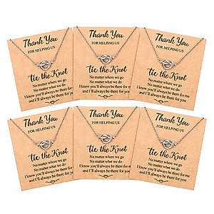 UPROMI Bridesmaids Gifts Wedding Day Thank You Tie the Knot Necklace Bridesmaid Necklace Set of 6 Bridesmaids Proposal Gifts for Woman