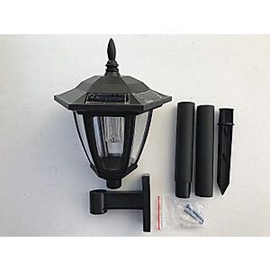 Ntertainment House 2-pcs Solar Hexagon Light with 6 Ultra Bright SMD LEDs for Fence Post Cap with Optional adapters for 6x6 or 5x5 or 4x4 Posts (Black, Wall Mount)