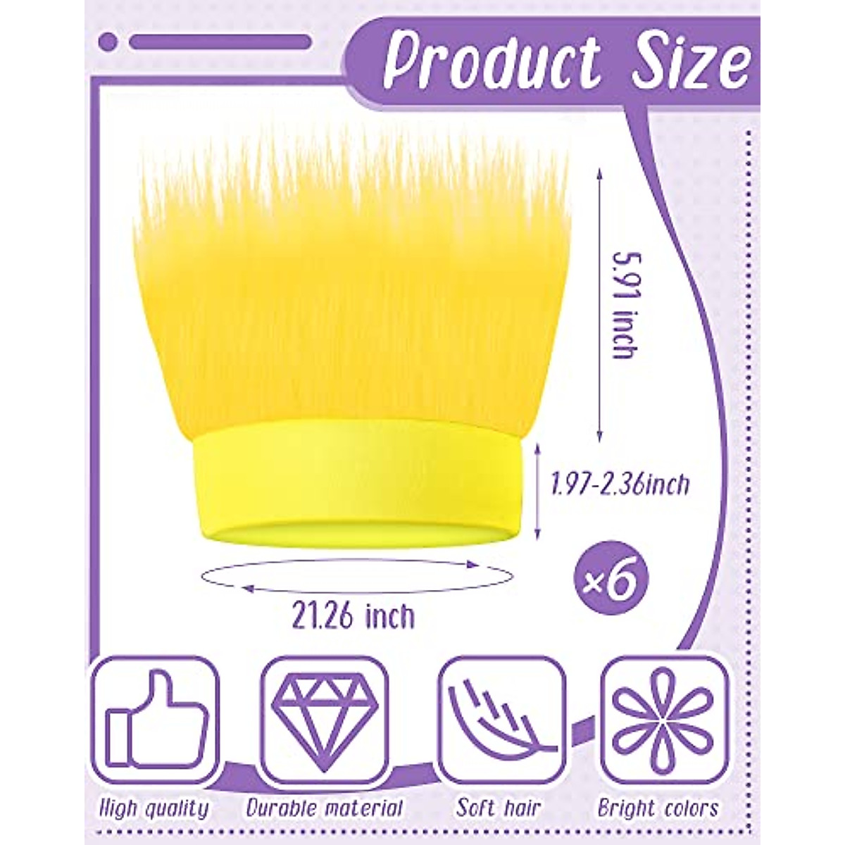 6 Pcs Hairy Headband Costume Headband Troll Crazy Hair Wig Accessories Head Decorations for Kid Adult Women Men Party Costume (Yellow)