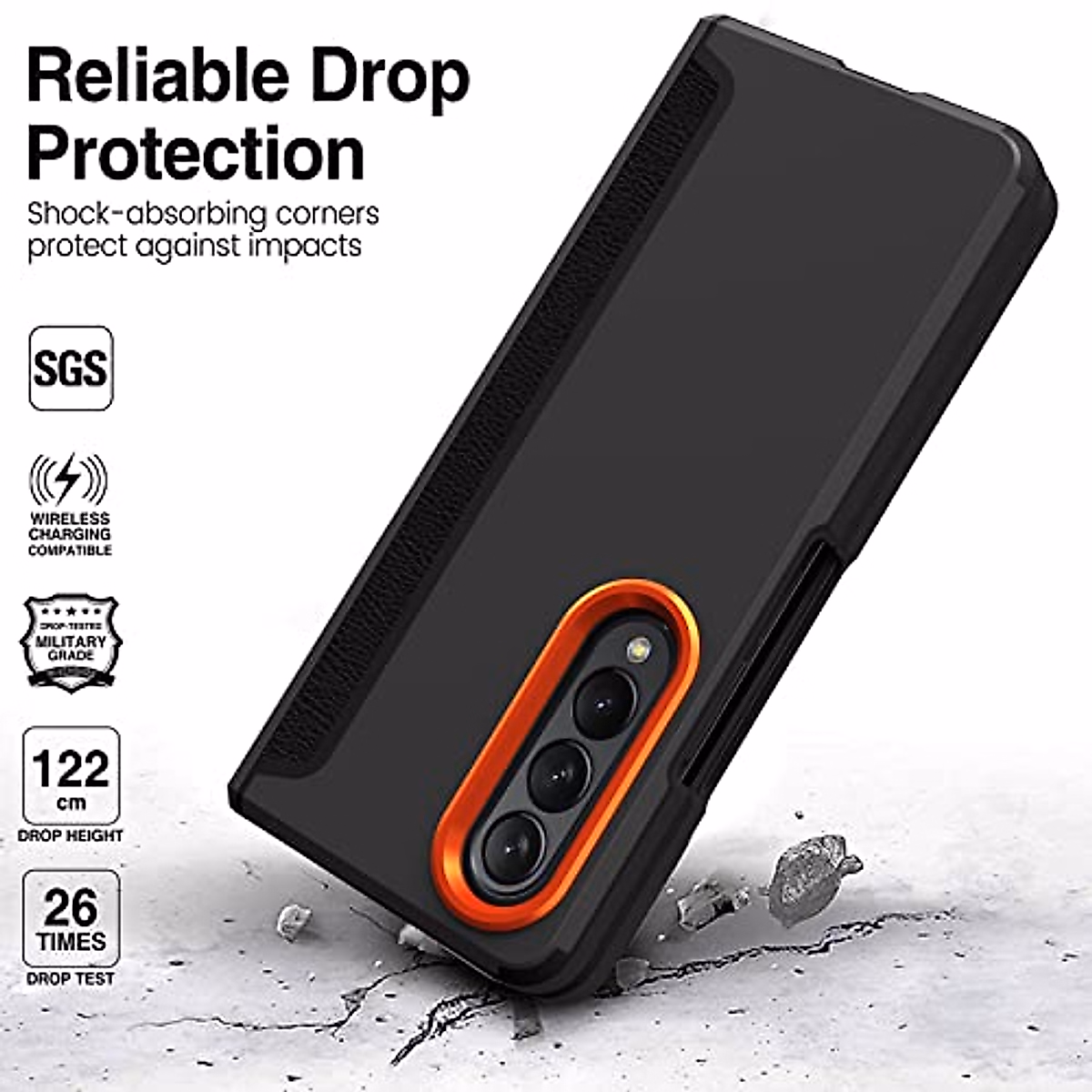 XIIICASE Galaxy Z Fold 4 Case Magnetic Hinge Protection Shockproof Hard PC Soft TPU Protective Cover for Samsung Galaxy Z Fold 4 5G (Red)