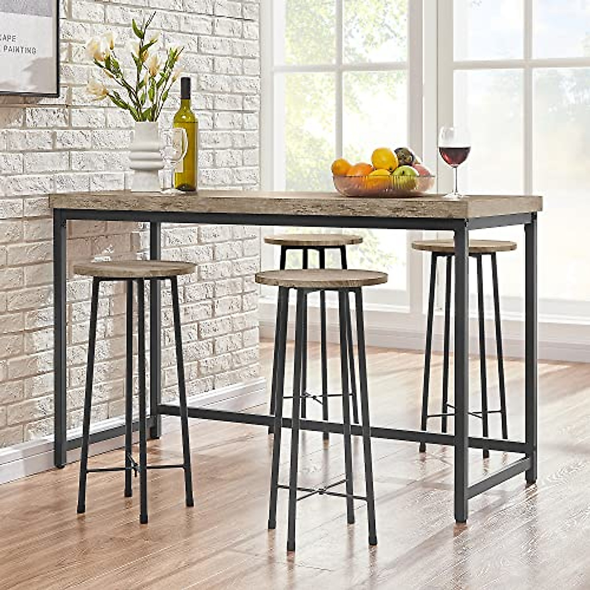 VECELO 24" Round BarStools, Modern Bar Stools Counter Height, Bistro Seats with Wood Surface, Simple Chairs for Living Room Dining Room, Breakfast Dinner Nap Conference, Maple