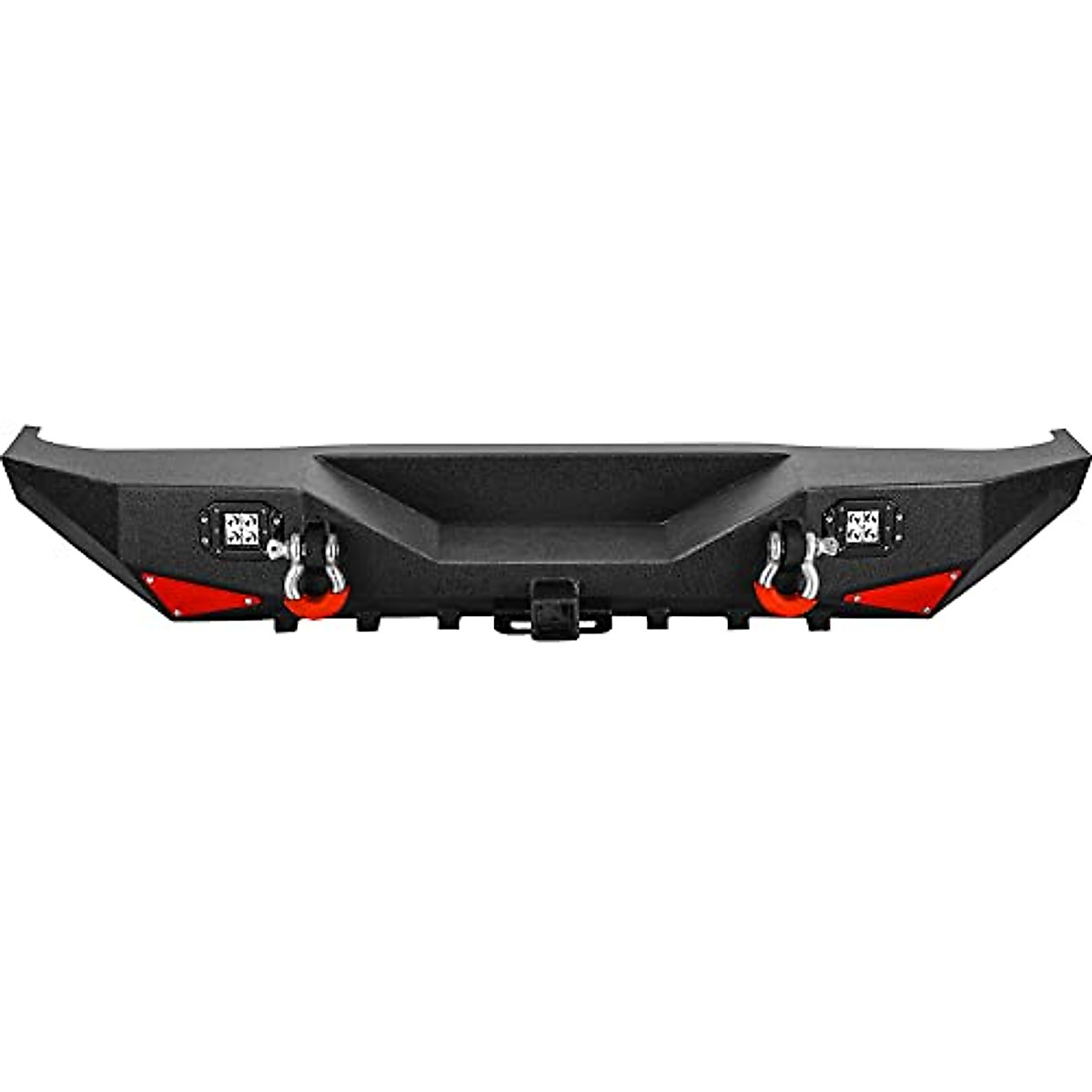 YITAMOTOR Rear Bumper Compatible with 2007-2018 Jeep Wrangler JK & JKU Unlimited, Off Road Back Bumper w/ 2" Hitch Receiver & 2x LED Lights & D-Rings, Upgraded