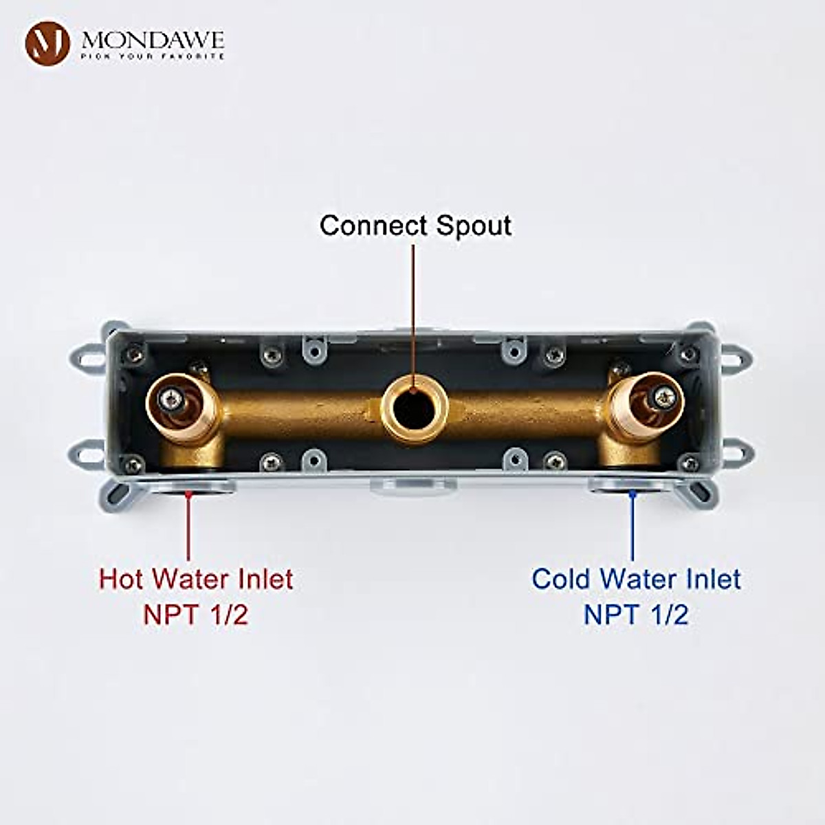 MONDAWE Brushed Gold Bathroom Faucets, Wall Mounted Sink Faucet with 2-Handle, Modern 3 Holes Widespread Basin Faucet