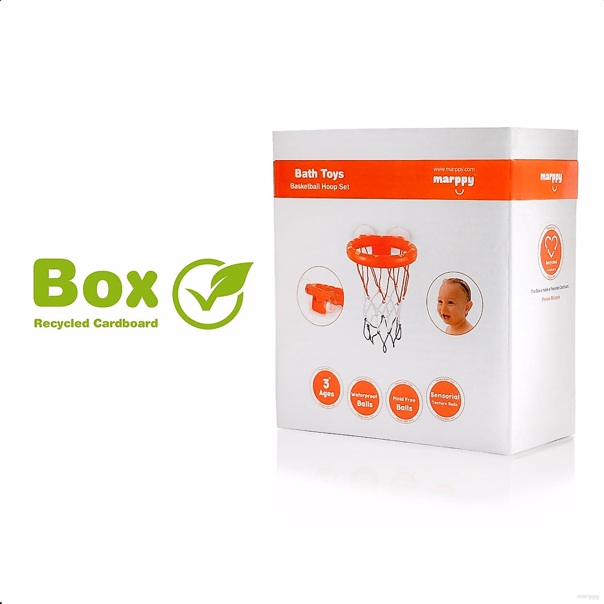 MARPPY Bath Toys, Bathtub Basketball Hoop for Kids, Toddlers, Boys, and Girls, 3 Balls No Holes, Mold Free Bath Toys and Strong Suction Cup, Fun Bathtub Toys & Shower Bath Toys for Toddlers and Kids