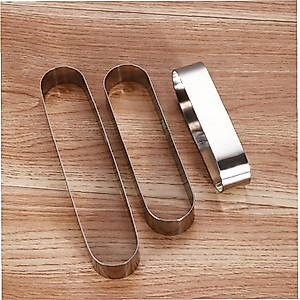 4pcs Mousse Rings Stainless Steel Mini Cookie Cutters Mini Long Oval Mousse Ring Mold Metal Baking Tiramisu Mold for Kitchen Baking Sponge Cakes Dessert Pies