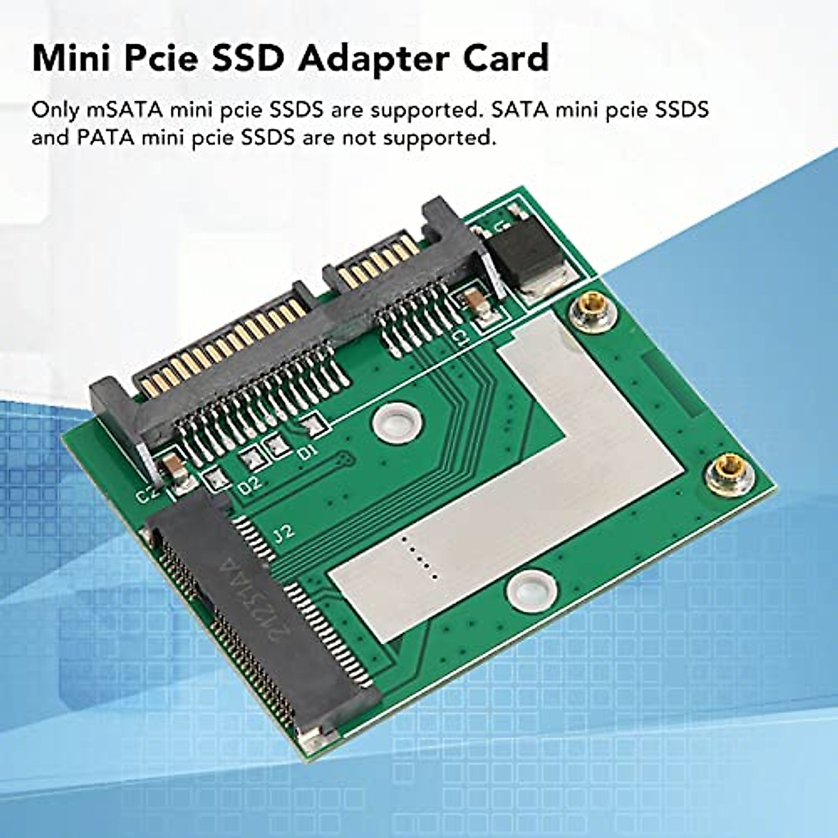 BOTEGRA MSATA SSD to 2.5in SATA Card, Mini Pcie SSD Adapter 6.0 Gbps PCB Durable Simple Operation Driver Free for Laptop