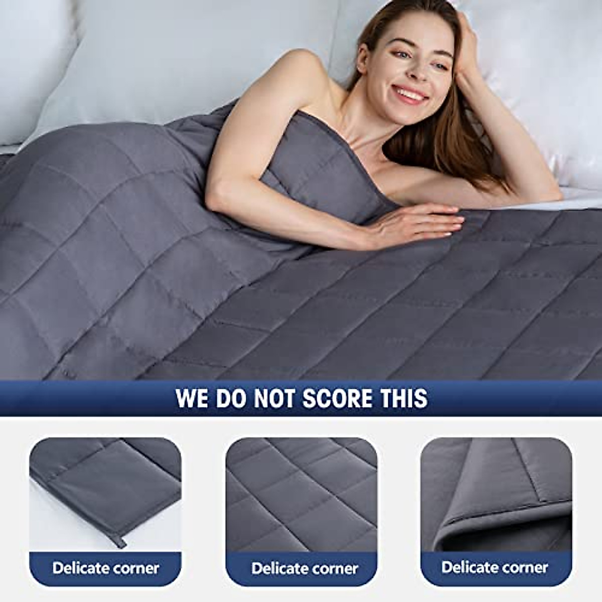 yescool Weighted Blanket with Removable Cover, Weighted Blanket Queen Size 20lbs 60"x80"for Adults, Heavy Blanket with Minky Duvet Cover,Warm Cozy Thick Throw Blanket with Premium Glass Beads (Blue)