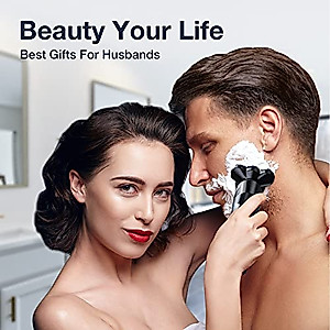 Electric Razor for Men, Rechargeable IPX7 Waterproof, 5D Portable Magnetic Shaver with Charging Stand, Cordless Men's Electric Shaver Wet & Dry Use