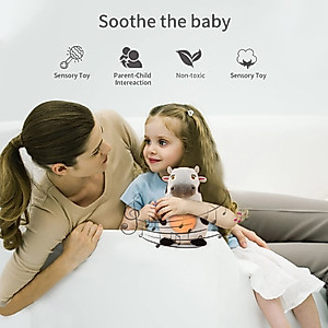 TOYMAKER La Granja de Zenon Stuffed Animals Cow Plush La Vaca Lola Spanish Toys Baby for Babies Cow Toys 6 to 12 Months Crib Soother with Music and Lights for Birthday Christmas