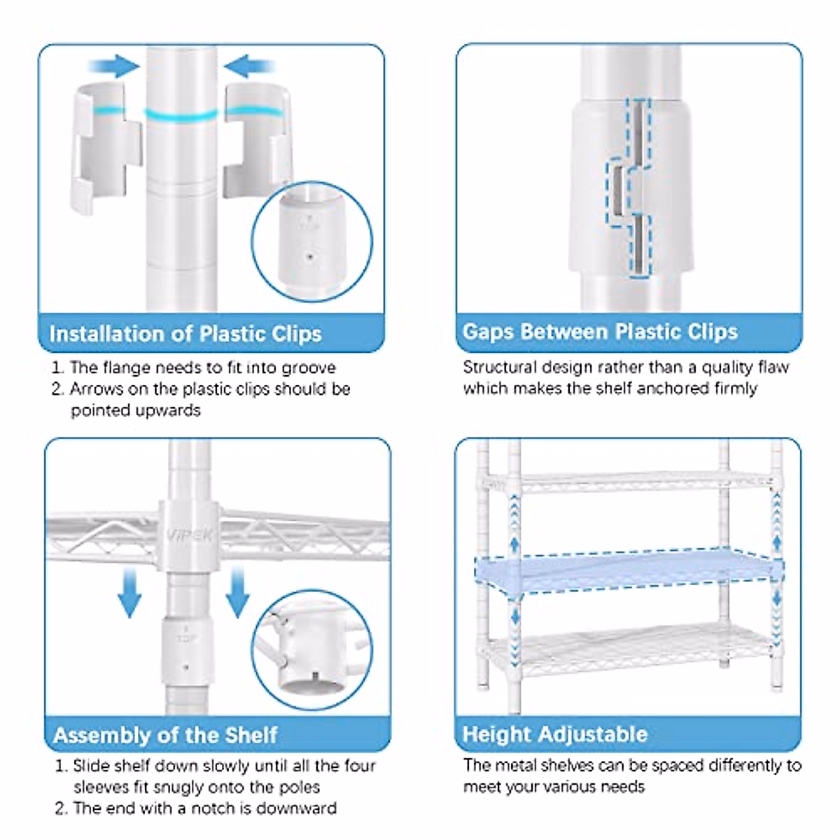 VIPEK L22S Heavy Duty Clothes Rack L Shaped Garment Rack Metal Clothing Rack Freestanding Wardrobe Closet Rack with 8 Shelves & 6 Hanging Rods, 76" L x 45" W x 76.4" H, Max Load 1050LBS, White