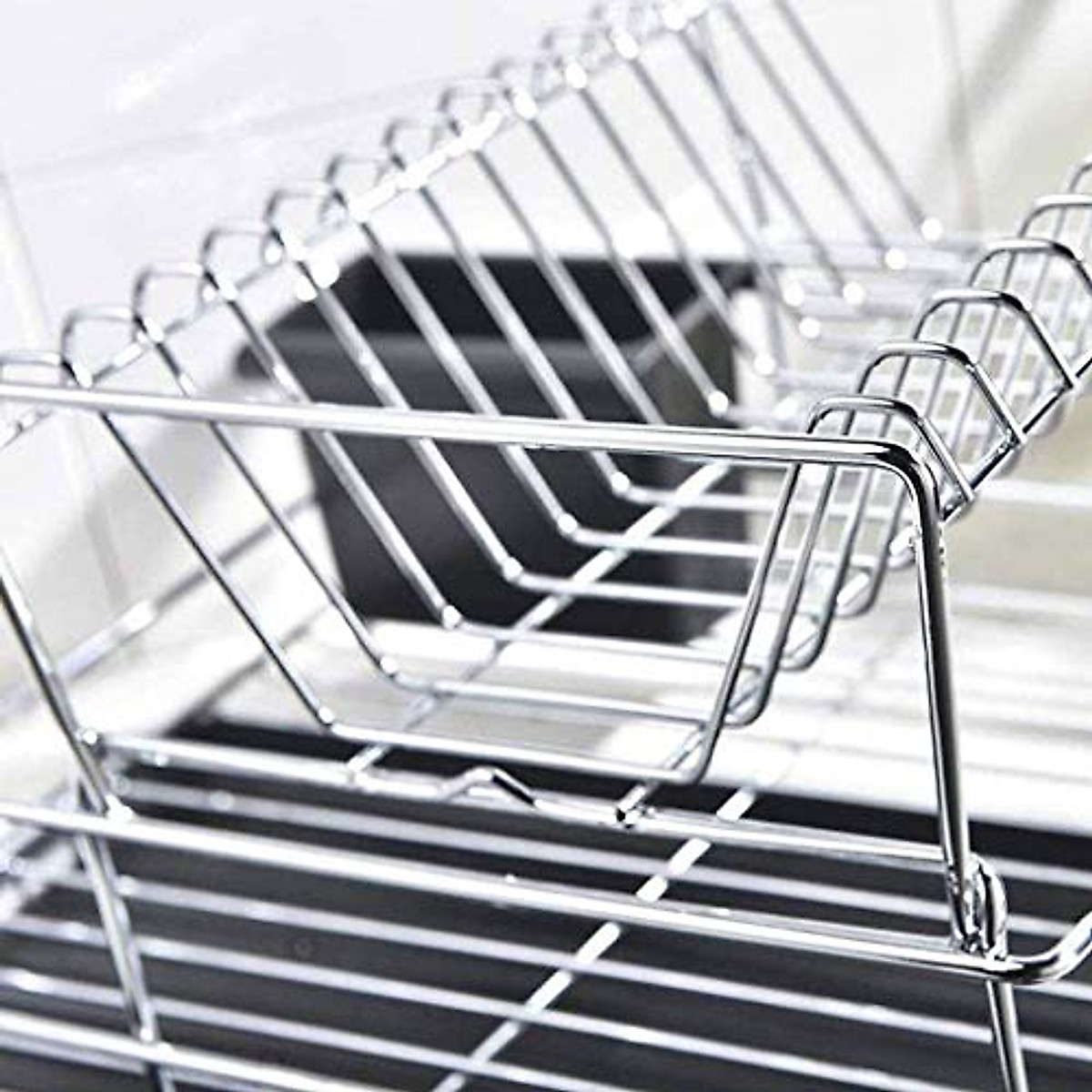 SDGH Stainless Steel Bowl Drain Rack - Double-Layer Tableware Storage Rack 47*33.5*32cm