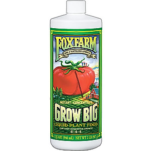 Fox Farm Fertilizer Soil Trio Liquid Nutrient: Tiger Bloom, Grow Big, Big Bloom Quart Bottles + Twin Canaries Chart (Pack of 3-32 oz)