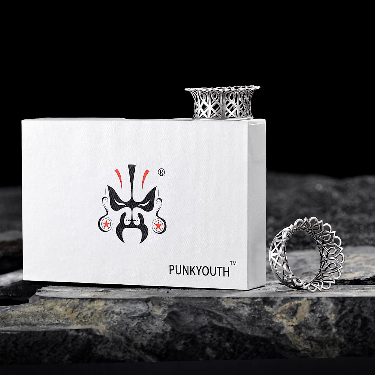 PUNKYOUTH 2PCS Ear Gauges Plugs Hollow Floral Single Flared Tunnels Fashion Expander Stretcher Piercings Brass Gauge Earrings 2g-1"