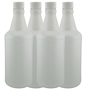 Quality Chemical Reusable 32 Oz Plastic Spray Bottle – BPA-Free, Leak-Resistant, Secure Screw-on Lid, Ergonomic Grip, BPA Free, HDPE Plastic, Stackable, Versatile Design for Storage (Pack of 4)