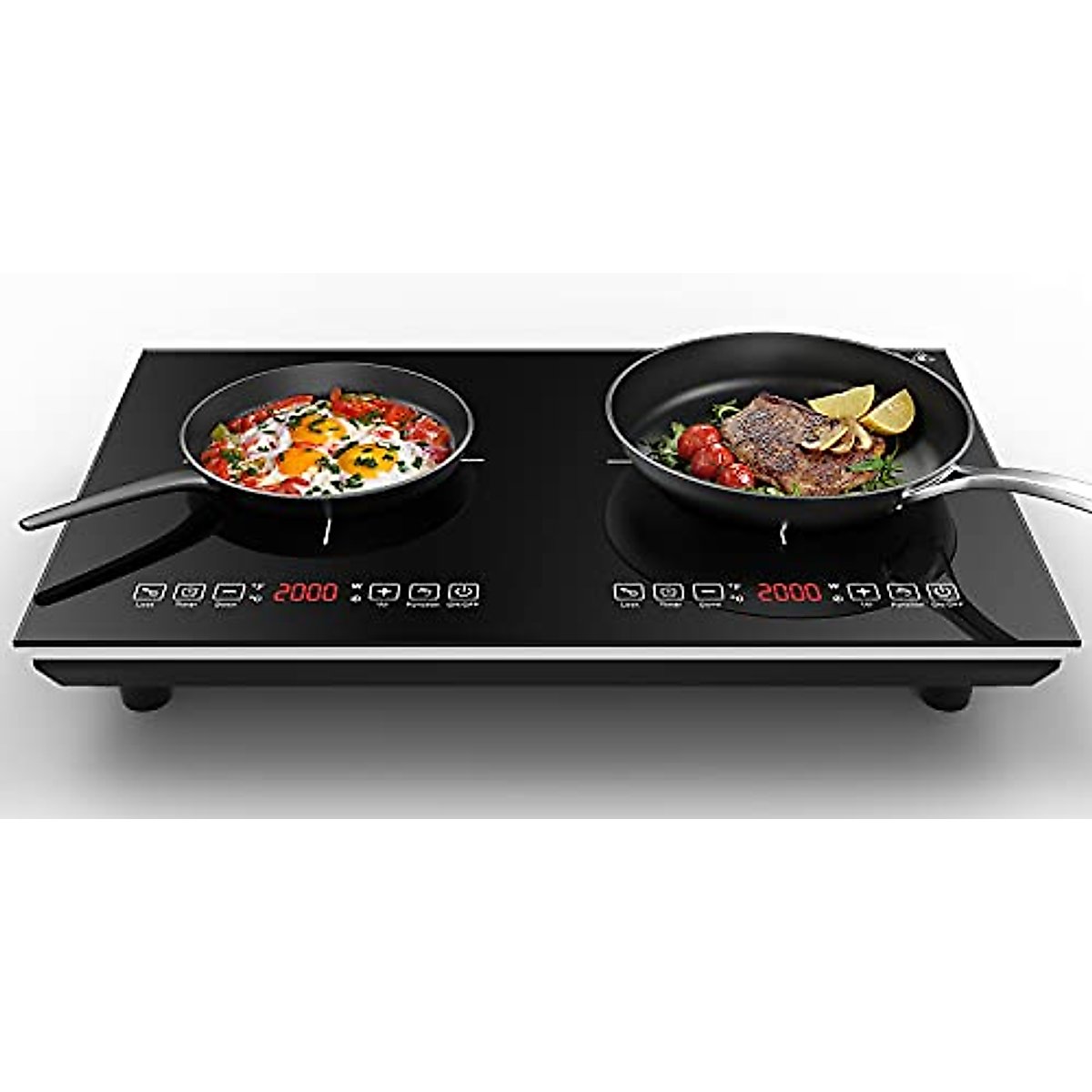 VBGK Double Induction Cooktop, 4000W Countertop Burner Hot Plate LCD Sensor Touch Energy-Saving Portable Induction Cooktops 2 Burner with Child Safety Lock & Timer, 110~120V