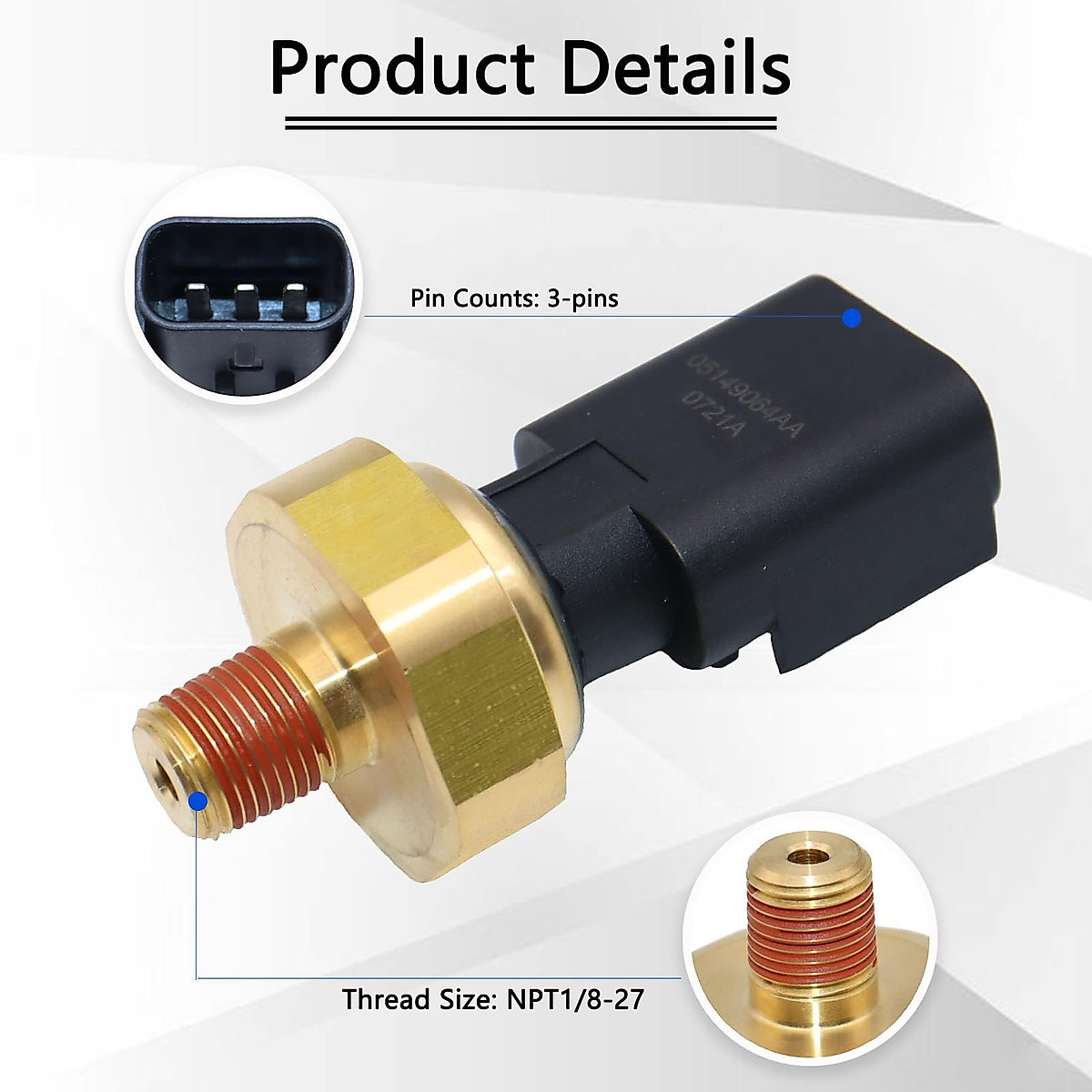 KEJSTED Engine Oil Pressure Sensor Sender Switch 5149062AA Compatible with Chrysler 200 Aspen Pacifica Jeep Grand Cherokee Dodge Magnum Avenger Ram 1500 2500 3500 05149062AA 5149064AA 5149062AB