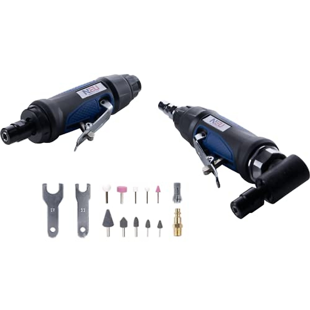 Air die grinder, NEU PNEUPACTURE die grinder set, straight/angle air grinder kit, with 1/4 and 1/8 inch collets, apply to grinding, polishing