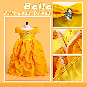 18-Inch Doll Clothes Princess Dress 5 Pc Pincess Dress Set Includes Cinderella, Belle, Snow White, Rapunzel and Aurora Fits 18" Dolls