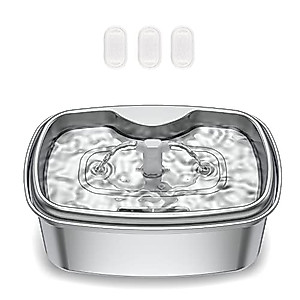 Bento Cat Water Fountain Stainless Steel 2-Way Spout, 2L/67oz Cat and Dog Fountain with Ultra Quiet Pump and 3 Carbon Filters, Dishwasher Safe, Pet Water Dispenser for Cats and Dogs