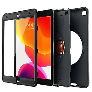 New Trent iPad 9th Generation, 8th Generation, 7th Generation Stronger Kickstand Full Body case with Rotational Hand Strap & Screen Protector 2021 2020 2019