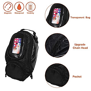 X AUTOHAUX Universal Motorcycle Tank Bag Backpack Motorbike GPS Bag Magnetic Gas Oil Fuel Tool Saddlebag Oxford Waterproof Black