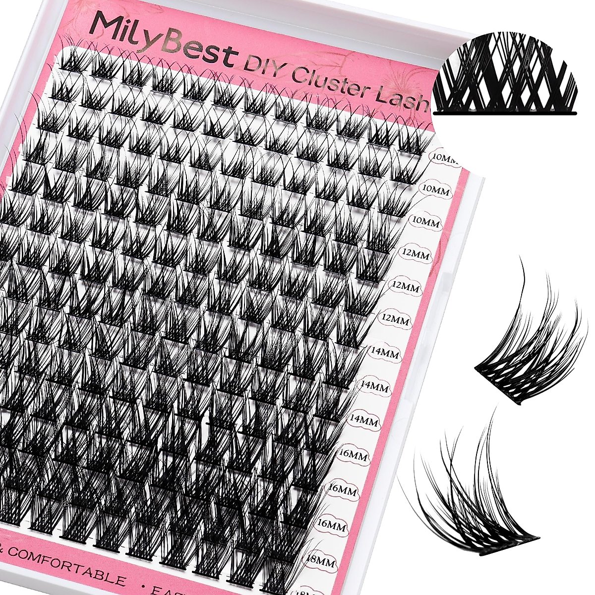 MilyBest Lash Clusters DIY Eyelash Extensions 168 Clusters Lashes Natural Look C D Curl 10-18MM Individual Lashes Cluster Eyelash Clusters Extensions Wispy Eyelashes DIY at Home, H09