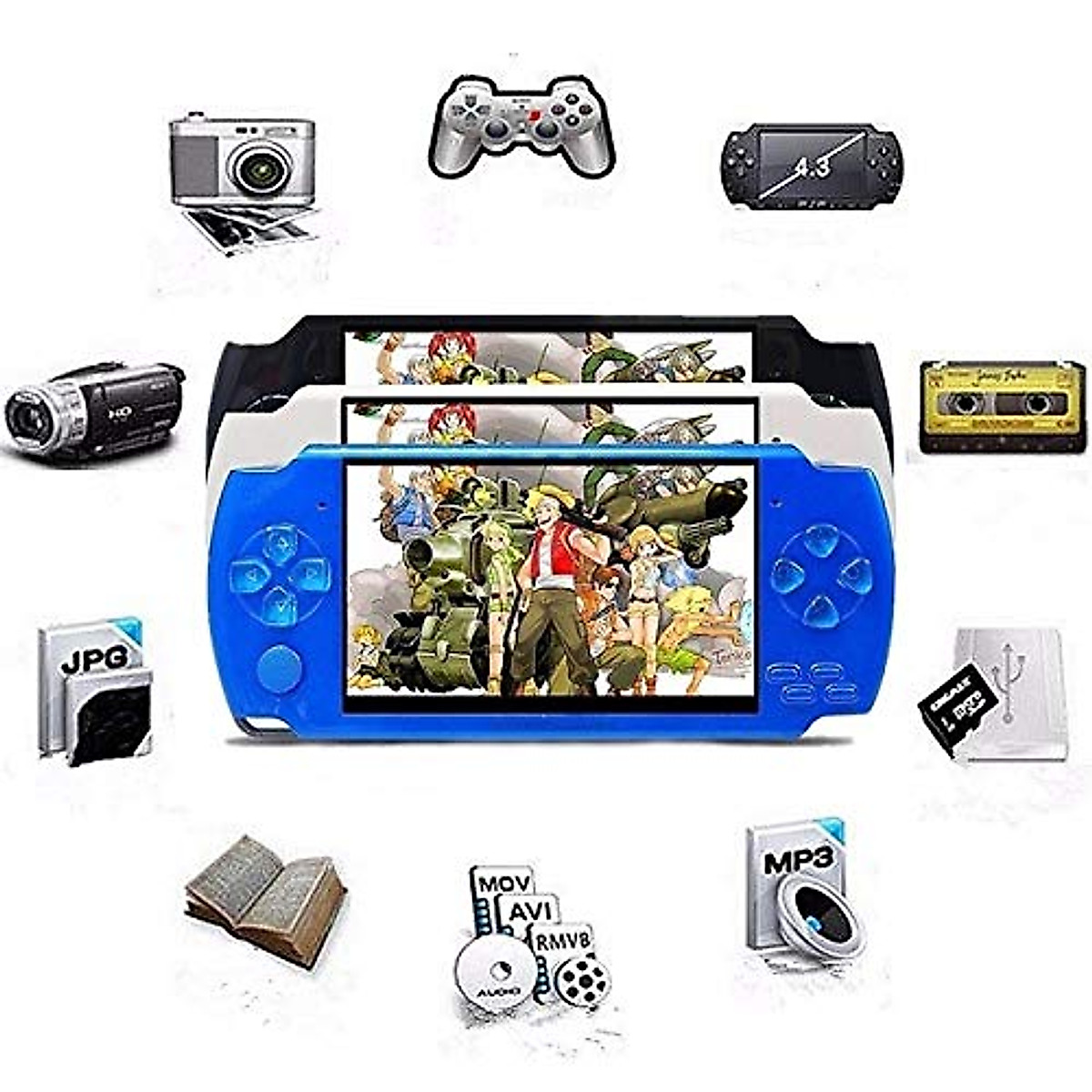 IZENGATE Blue Color X6 8GB 128-bit 10000+ Games 4.3inch Retro Handheld Video Game Console Support Music Video with Camera, Toy, Toys, Game, Game Player