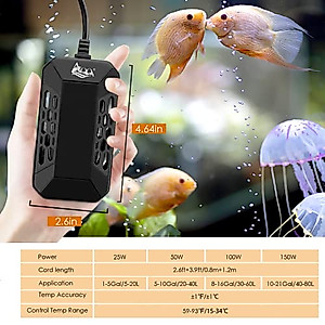 AQQA Aquarium Submersible Heater for Fish Tank,LED Temperature Display and Built-in Thermometer,External Controller Temperature Control Range 59℉-93℉,Safety Control Protects 25W