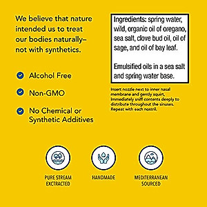 NORTH AMERICAN HERB & SPICE SinuOrega - 2 fl. oz. - All-Natural Nasal Spray - Oregano Oil & Sage to Support Healthy Sinus Response - Non-GMO, Alcohol Free, No Chemical or Synthetic Additives