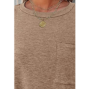 MIROL Women's Sleeveless Tank Tops Basic Loose Tunic T Shirts Batwing Sleeve Solid Color Casual Tee with Pocket Khaki