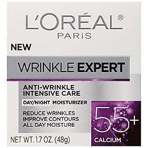 L'Oreal Paris Skincare Wrinkle Expert 55+ Anti-Aging Face Moisturizer with Calcium Non-Greasy Suitable for Sensitive Skin 1.7 fl; oz.