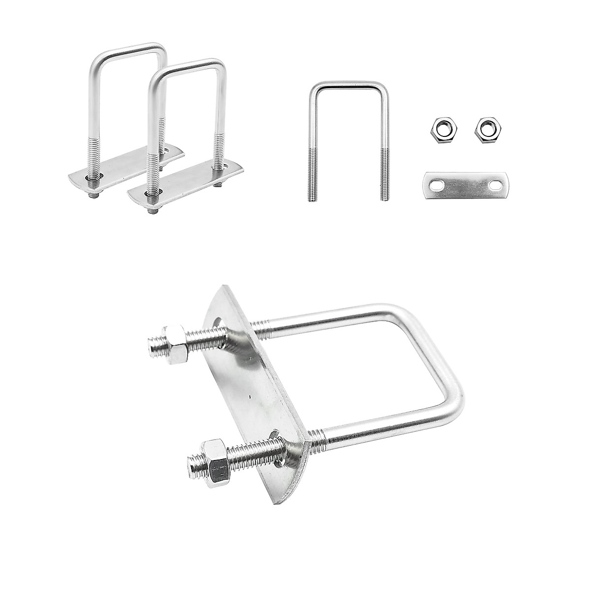 AGOOBO 10 Pack Square U Bolts, 304 Stainless Steel Tie Down U Bolt, Boat Trailer U Bolt (M6, W 1-3/8 x L 2-3/4 inch)