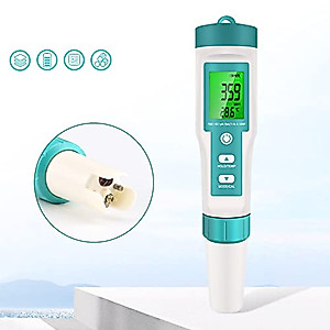 Water Quality Testing Pen, Multifunctional PH TDS Temperature EC Salinity SG ORP Handheld Detachable Probe Digital Water Quality Meter for Aquaculture