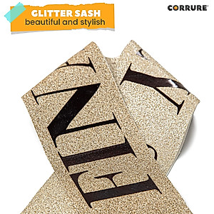 CORRURE 'Finally 21' Birthday Sash With Glitter - Gold Sash with Black Foil 21st Birthday Sash for Men and Women - Ideal Twenty One Sash Party Favors Supplies and Decorations for Your 21 Bday Party