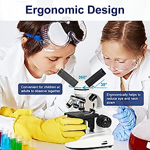 LaMula-Optics Microscope for Adults Kids Students, 100X-2000X Microscopes,Metal-Body Dual LED Illumination, Biological Compound Monocular Microscope Kit for School Lab, Home Education w/Phone Adapter