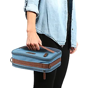Arctic Zone Canvas Expandable Horizontal Lunch Box with Removable Shoulder Strap - Blue
