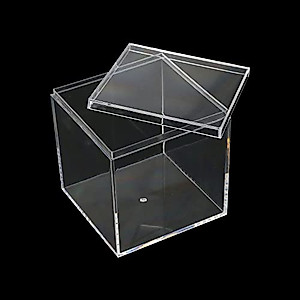 Tighall 4PCS Clear Acrylic Square Cube Organizer Plastic Boxes for Display Box with Lid for Sugar,Nut,Yogurt,Beads,Office Supply, Gift box, 2.9"/74mm