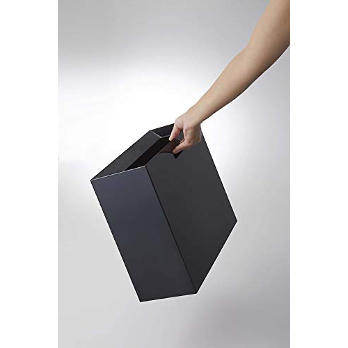 Yamazaki Home Modern Garbage Waste Basket with Handle | Plastic | Trash Can, One Size, Black