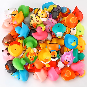 Assortment Rubber Ducks in Bulk, 50-Pack Assorted Mini Duckies Toy for Ducking Cruise Ships, 2'' Floater Duck for Kids Bath Toy, Gift for Birthday Thanksgiving Halloween Christmas Party Favors