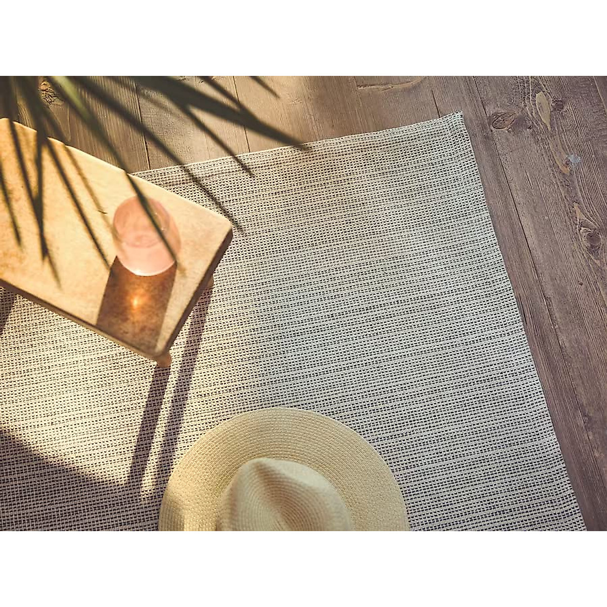 Large Flatweave Tiphede Rug, Scandi/Jute Style Hardwearing Living Room Décor, Off White/Black Weave Pattern Cotton - 3'11" x 5'11" / 120 x 180 cm