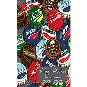 2 Years Pocket Planner 2024 - 2025 / Small Pocket Appointment Calendar Purse Size 4 x 6.5 - Tow Years Monthly Pocket Planner - Pocket Calendar 24-25 / Soda Theme