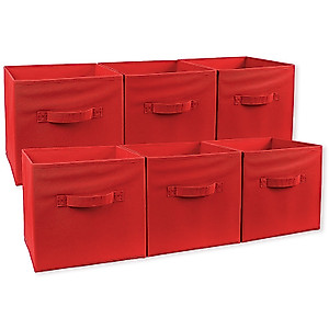 Greenco Foldable Storage Cubes Non-woven Fabric -6 Pack-(Red)