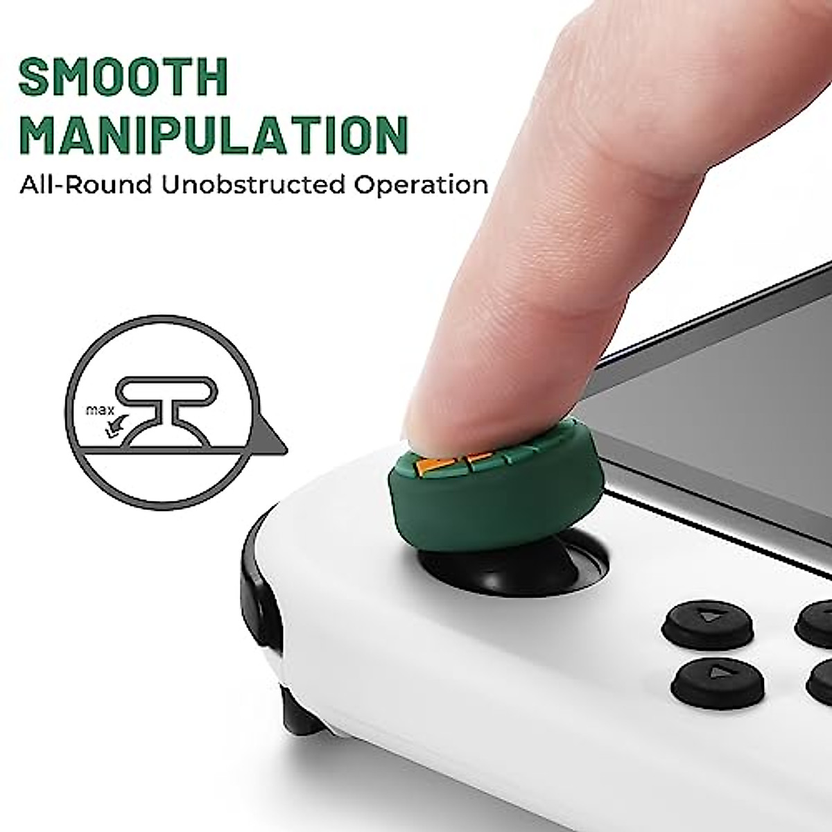 Switch Thumb Grips Joystick Caps Compatible with Nintendo Switch/OLED/Lite Controller Accessories, FUNLAB Cute Silicone Analog Stick Cover for Zelda Fans, 4PCS - Green & Yellow Eyes