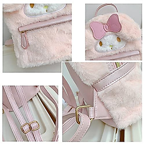 Bliqlriy Cute 3D Plush Cartoon Bag with Brooch Pin, Kawaii Backpack for Girls, mini Anime Accessories Backpack