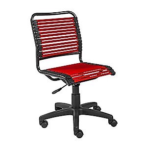 HomeRoots Red Flat Bungie Cord Low Back Rolling Office Chair