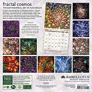 Fractal Cosmos 2023 Wall Calendar: The Mathematical Art of Alice Kelley | 12" x 24" Open | Amber Lotus Publishing