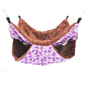 2 PCS 13.7×13.7inch Small Guinea Pig Rat Hammock Guinea Pet Small Animal Hanging Hammock Bunkbed for Sugar Glider Squirrel Playing(Blue and Purple)