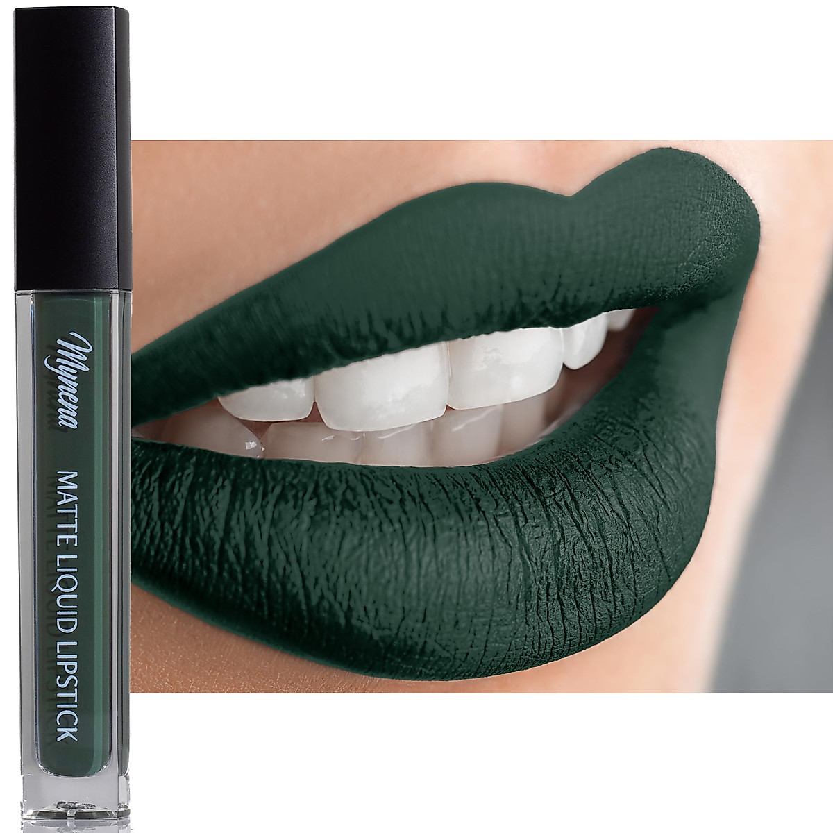 Mynena Dark Green Long-Lasting Matte Liquid Lipstick | Intense Color, Smudge-Proof & Waterproof | Comfortable, Hydrating Shea Butter | Vegan & Cruelty-Free | Jocelyne