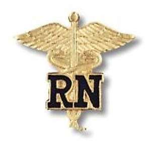 EMI Registered Nurse Rn Caduceus and Rn Round Emblem 2 Item Pin Set