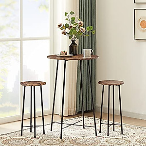 VECELO 23.6" Round Bar Table, Modern Bistro Pub Dining Room Furniture, Counter Height Wood Top for Breakfast Dinner Nap Conference, Easy Assembly,Brown